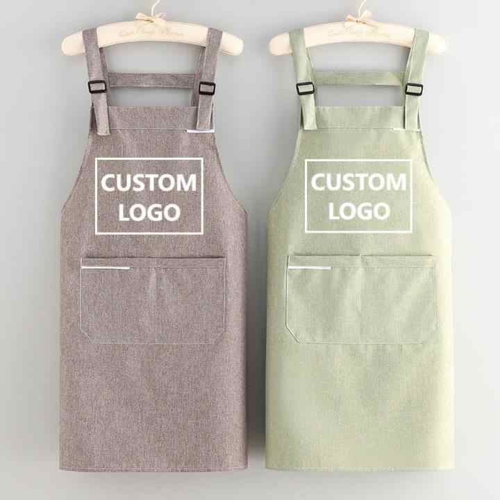 Waterproof Simple Custom Logo Work Coffee Cooking Chef Aprons Cotton ...