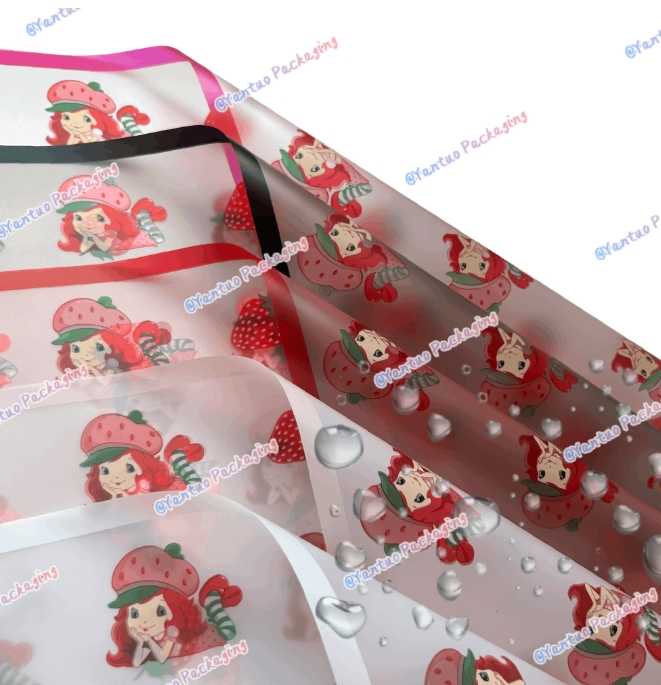 Strawberry Shortcake Flower Wrapping Paper - Waterproof & Elegant