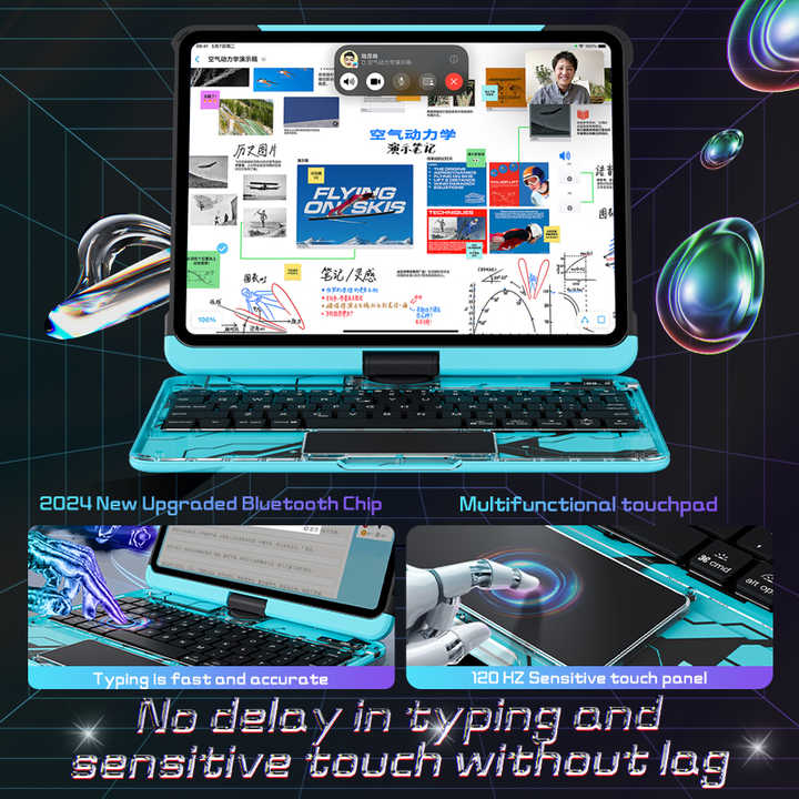 Ifacemall Transparent Neon Color Keyboard Cover for Ipad