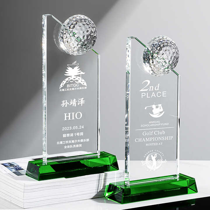 Green Base Dazzling Crystal Engraved Business Gift Award Trophy ...