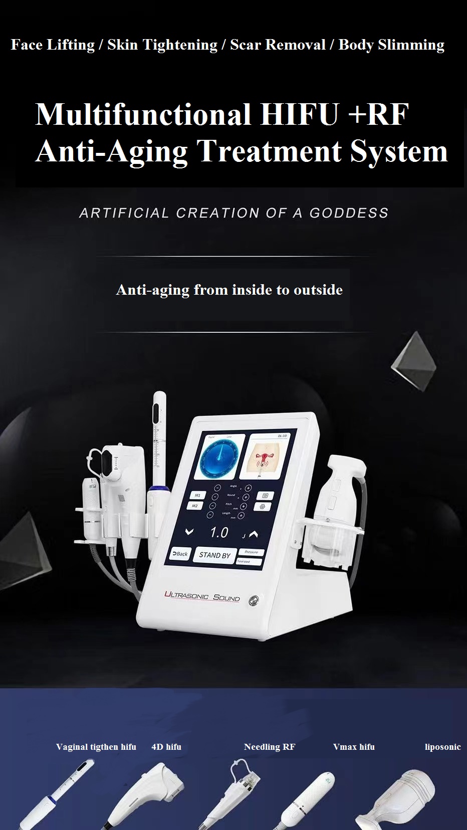 2023 Best 5 In 1 4D 9D Ultra Cartridges Vmax Ice Skin Tightening Shape Body Lifting female intimate areal Tighten System Anti-aging Equipment