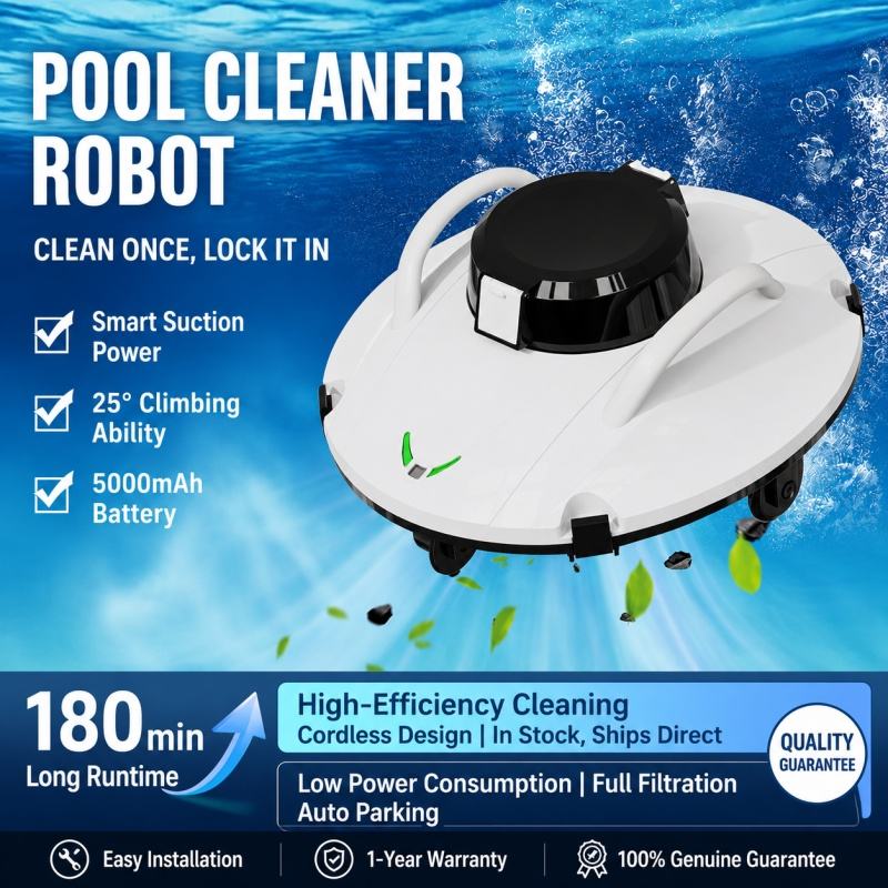 Cordless Pool Vacuum Cleaner Robot for Swimming Pool Automatic Cleaning ...