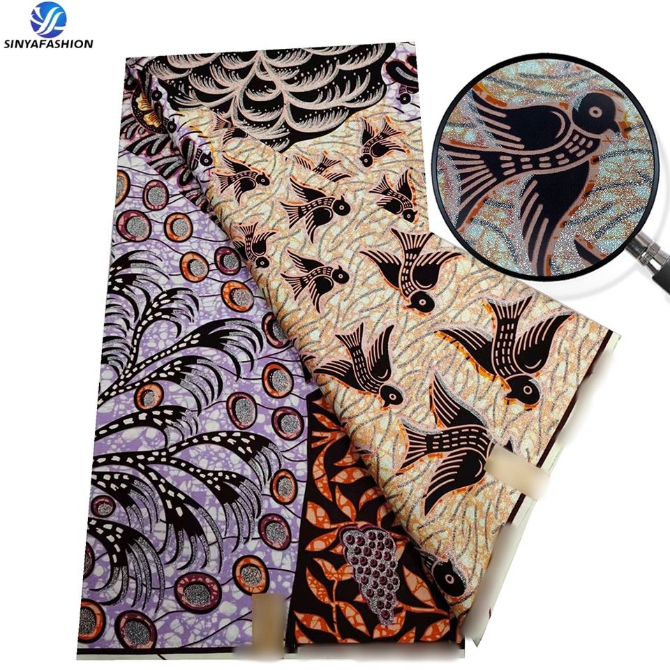 Sinya 100% Cotton Grand Gold Dobby African Wax Prints Fabric 6 Yards ...