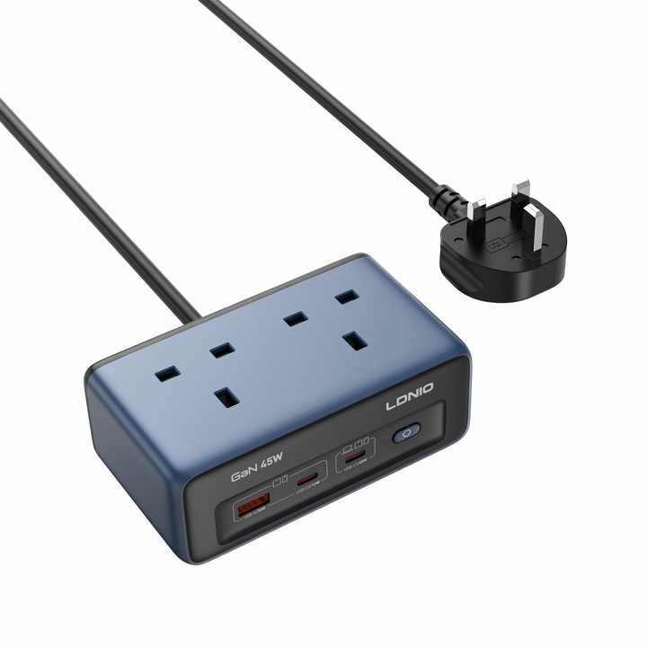 LDNIO SK1 5-In-1 Ports GaN45W Desktop Power Strip 2500W Power Extension ...