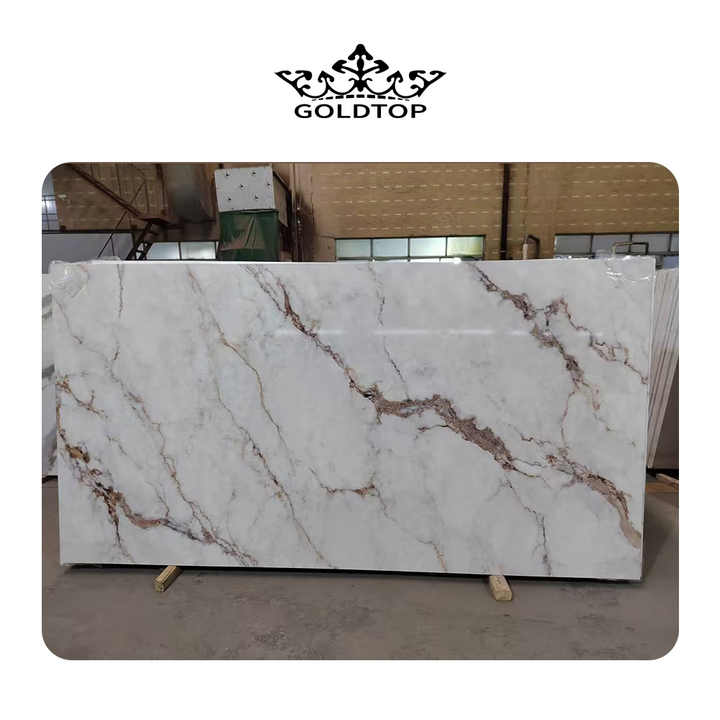 Goldtop 7003 Cristallo PD Quartzo Big Slab White Gold Flowing Texture ...
