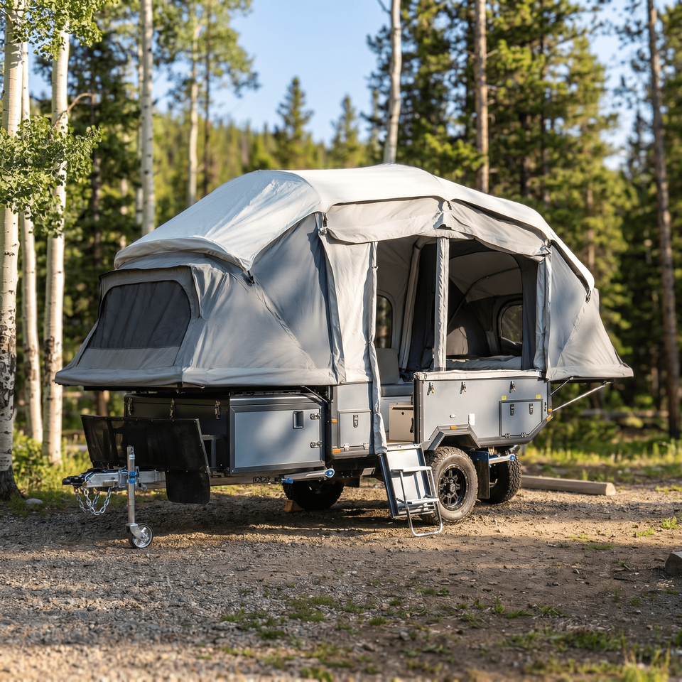 Luxury Mini Camper Trailer Pop-Up with Slide-Out Stainless Steel ...