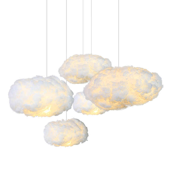 Modern LED Pendant Lighting Creative Cotton Cloud Chandeliers with Iron ...