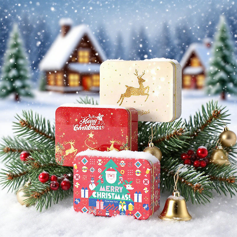 Christmas Creative Rectangular Candy Cookie Tin Boxes Thickened ...