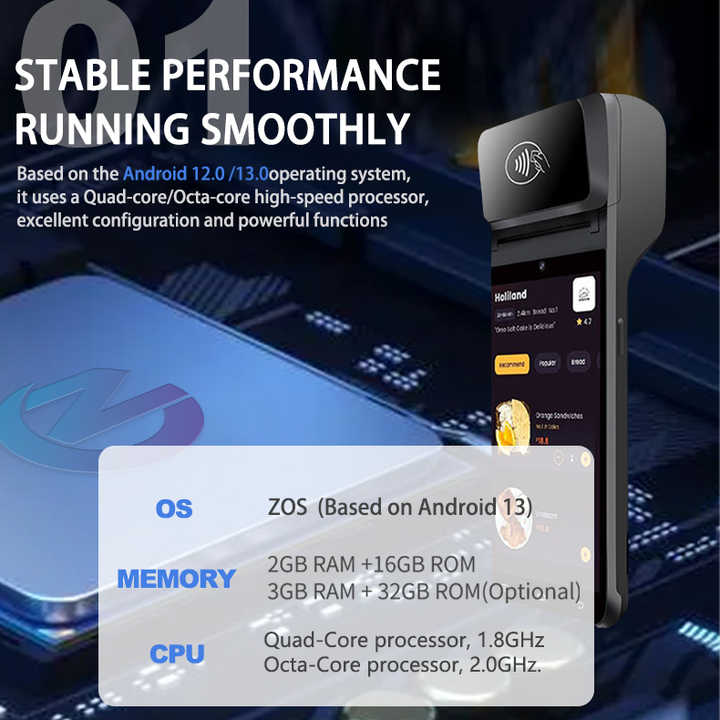 Z92 Handheld Rugged Android POS Machine with QR Scanner