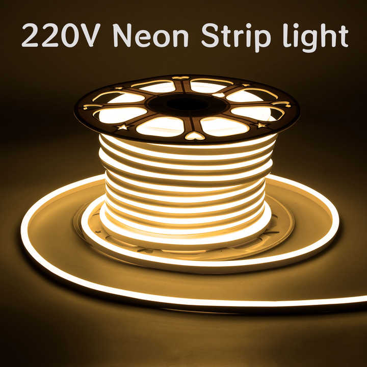 220V IP67 Flexible Neon LED Strip - 120LEDs/m SMD2835 Neon Rope ...