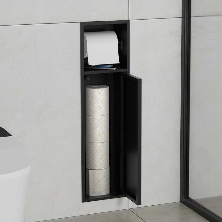 Eco-friendly Paper Roll Holder - Stainless Steel Toilet Brush Niche