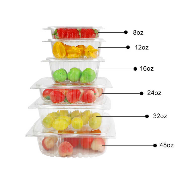 8oz 12oz 16oz 24oz 32oz 48oz Reusable Clear Plastic PET Hinged ...