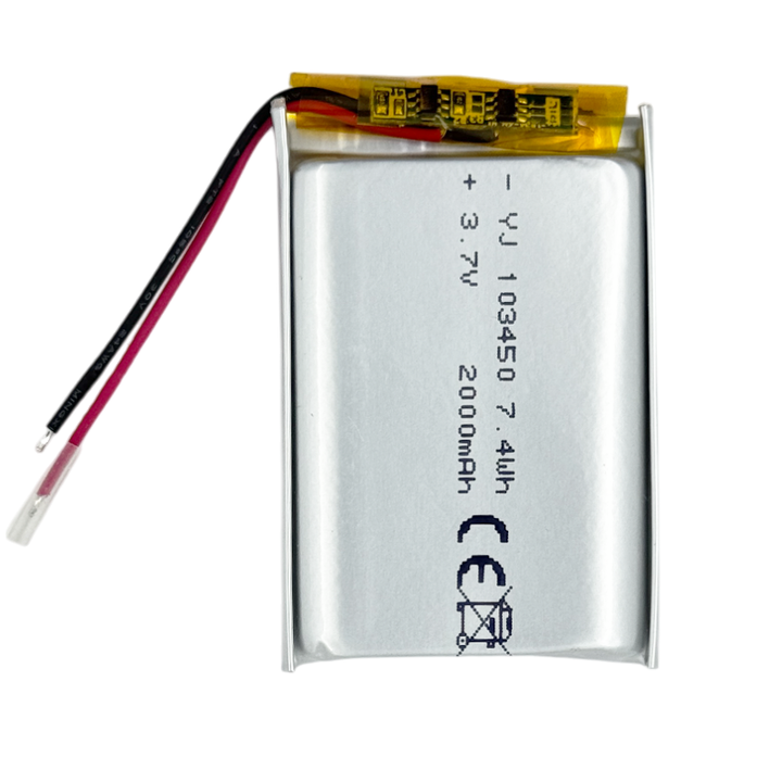 103450 High Capacity Lipo Battery - 2000mah 3.7V Rechargeable