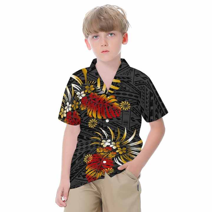 New Arrivals Polynesian Tatau Tribal Design Samoan Boy Shirt High ...