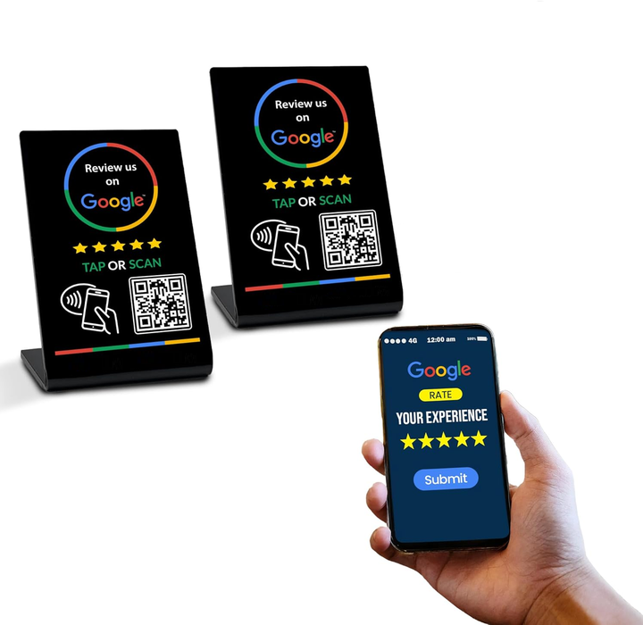 Custom NFC PVC Google Review Card Stand Social Media Review L Shape NFC ...