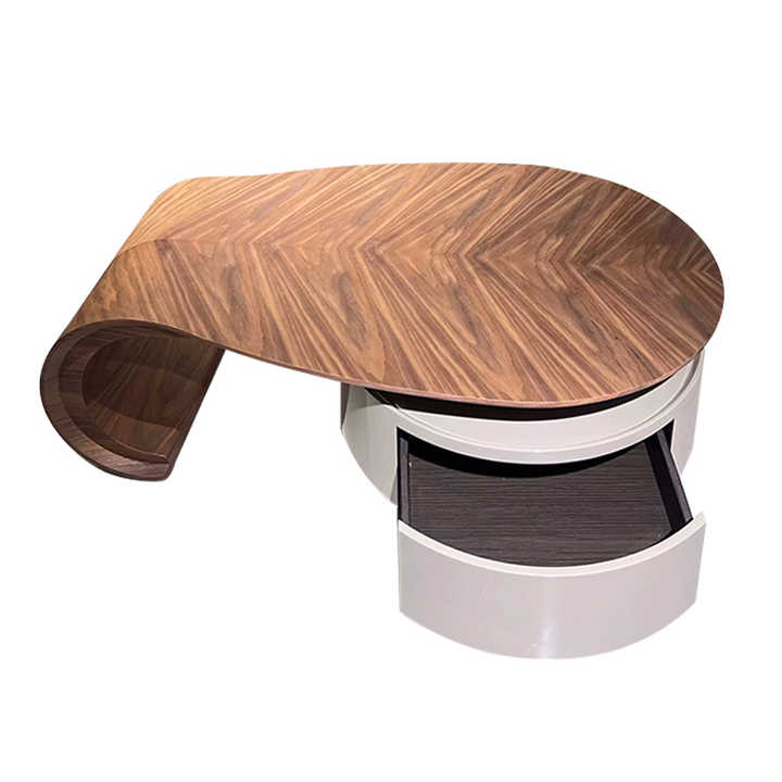 Light Luxury Leaf Shape Walnut Bark Coffee Table WZ2427