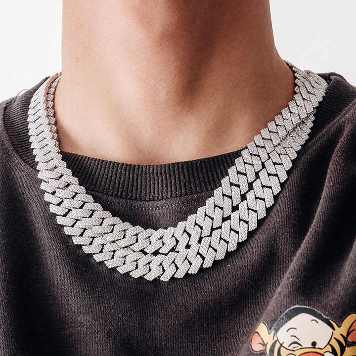 Lab Diamond Cuban Link Chain Hip Hop Ice Out Rapper Miami Cuban 15mm ...