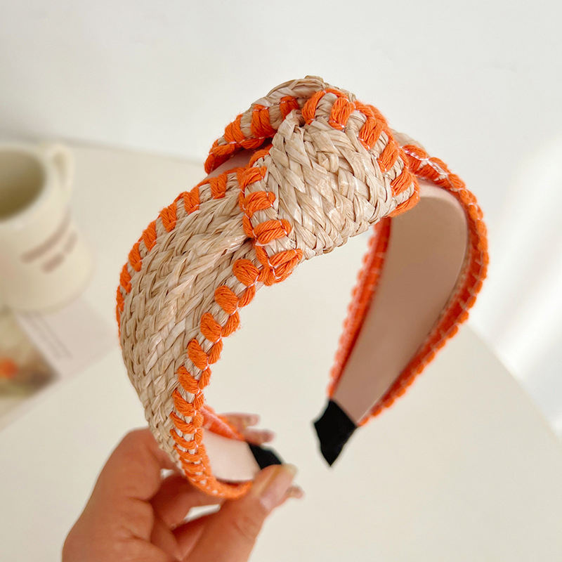 Summer Bohemian Woven Hair Bands Knotted Straw Rattan Wide Headband ...