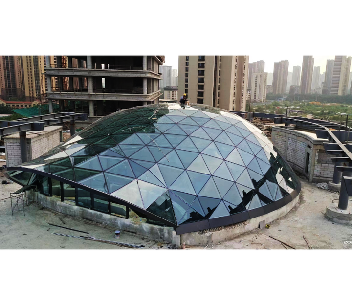 Steel Truss Space Frame Structure Glass Dome Tempered Glass Dome Roof ...