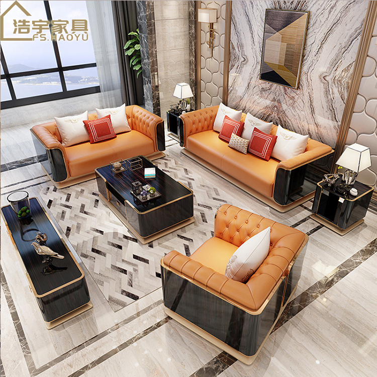 Luxury Round Leather Sofa - Hotel Lobby Furniture Modern Design