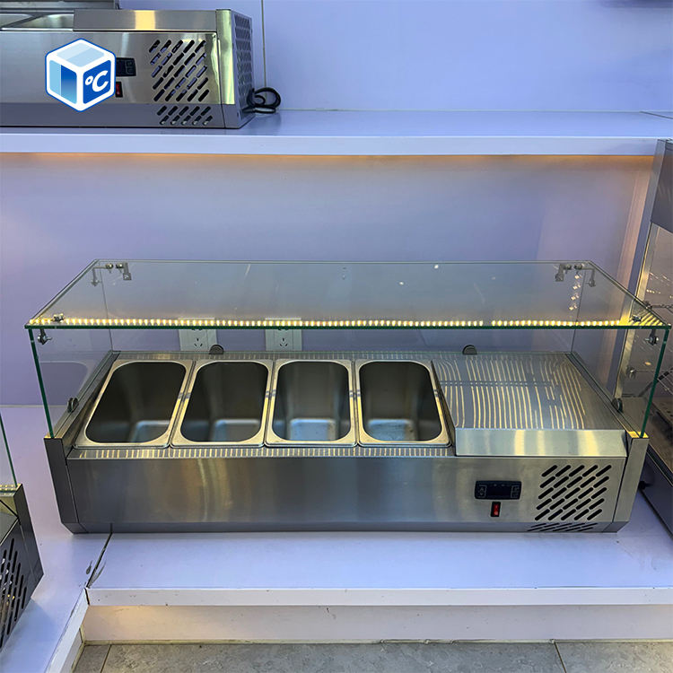 CE ETL Commercial Salad Bar Transparent Glass Salad Bar Display Counter ...