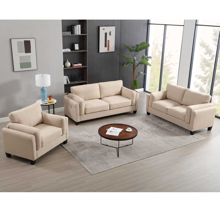 Italian Style Very Simple Sofa Chair Home Living Room Leather Luna 2Pc ...