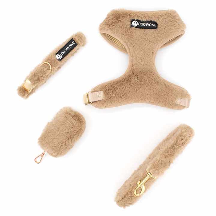 2023 Winter Warm Fur Pet Dog Harnesses Puppy Dog Harness Leash Set For ...