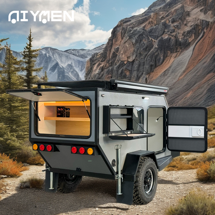 European Small Fiberglass RVs Sale Travel Trailer with Rooftop Tent ...