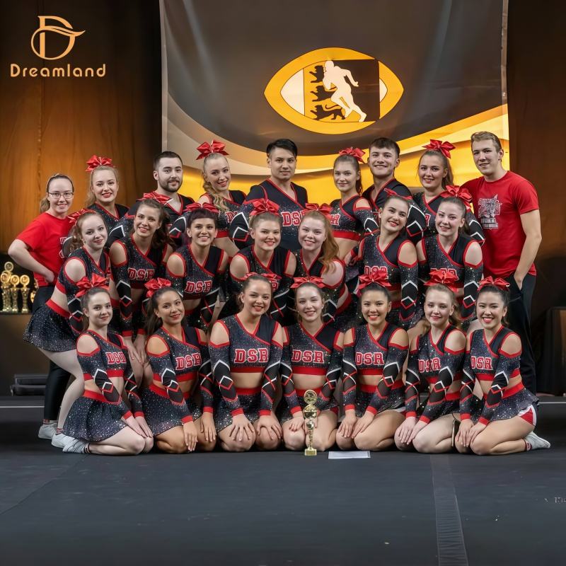 Professional Competition Cheerleading Uniforms Custom Rhinestone Cheer ...