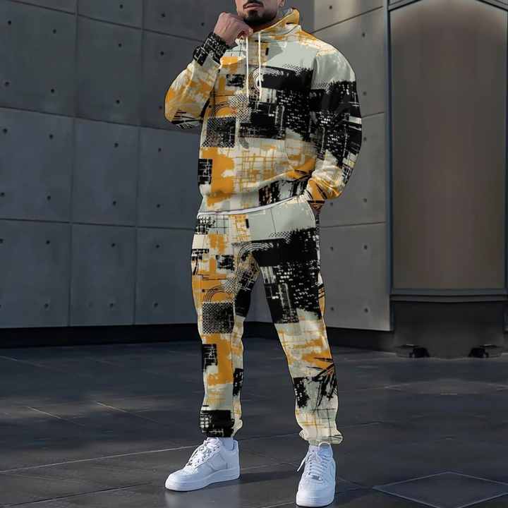 Men's Custom Tracksuit Set with Hooded Pullover & Loose Fit