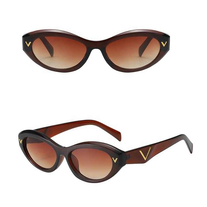 Luxury Oval Cat Eye Sunglasses Trendy Black Frame UV400 Trendy Modern V ...