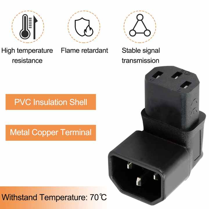 IEC 320 3 Pin Female Plug C14 Male C13 Plug Extend 90 Degree Down up Angle AC Converter Adapter ...