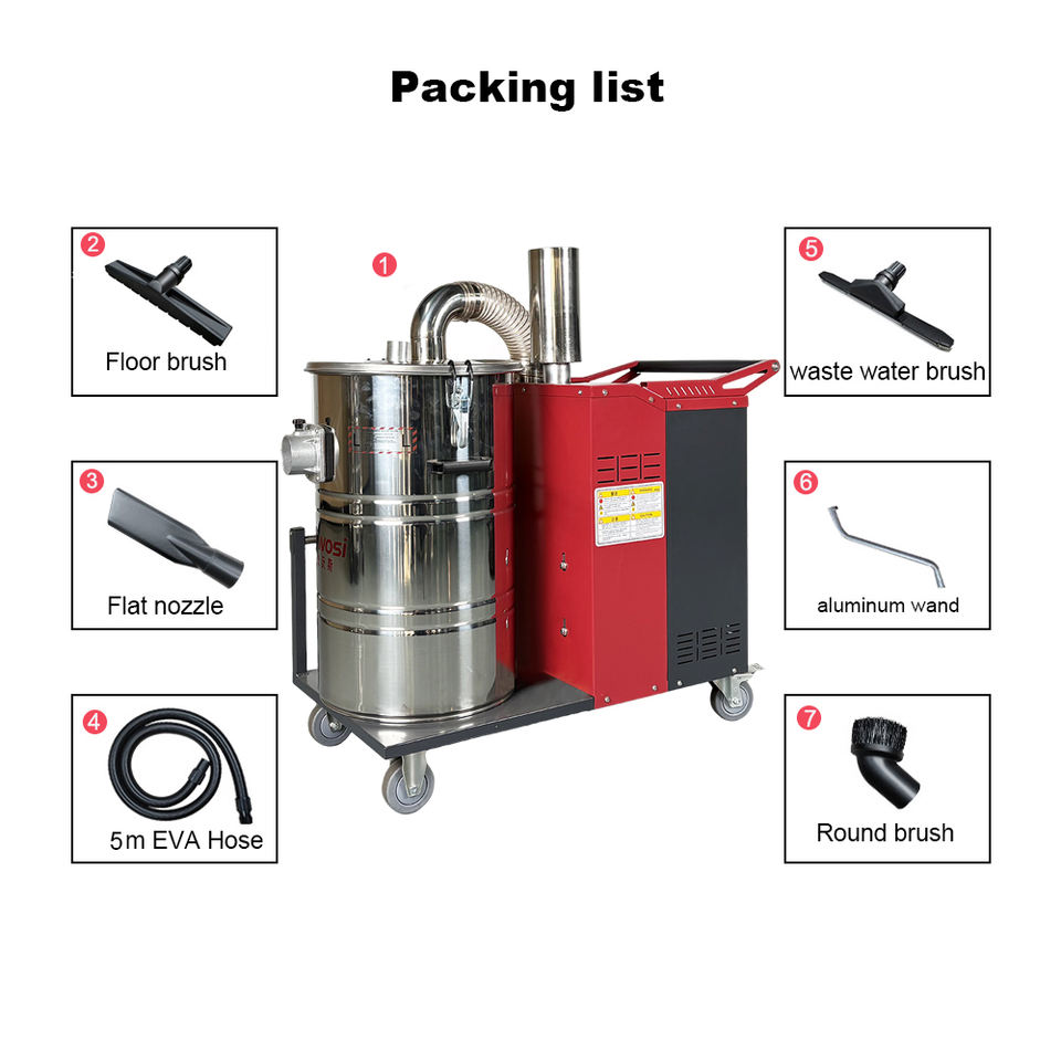 Shiwosi X5 Industrial Vacuum Cleaner - 80L Hopper for Factory Use