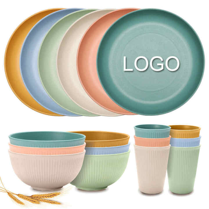 Factory Custom Biodegradable Plates and Cutlery Wheat Straw Dinnerware ...