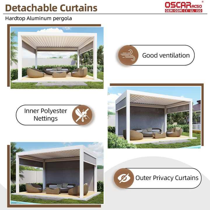 Aluminum Louvre Roof Pergola 3X3M-6X4M Modern Outdoor Garden Building ...