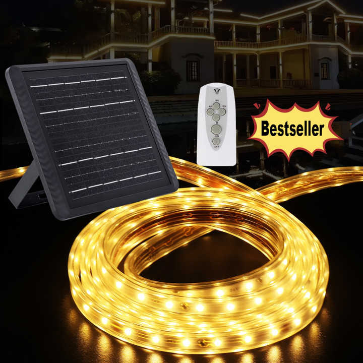 MEIJIU Solar LED Strip Light Kit with Panel Waterproof Flexible Tape ...
