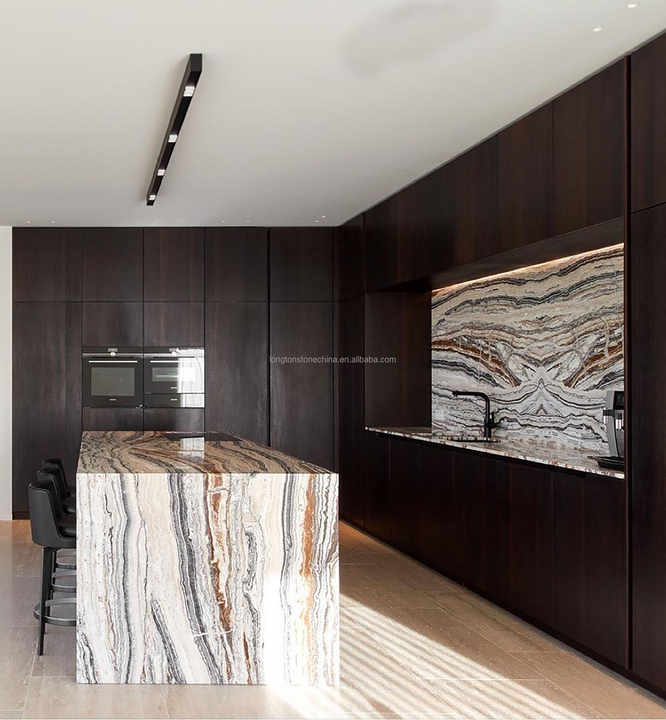 Tiramisu Jade Travertine Marble Kitchen Island Countertop Polished ...