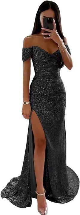 Shimmering Women's Evening Gold Party Dresses with Sequins