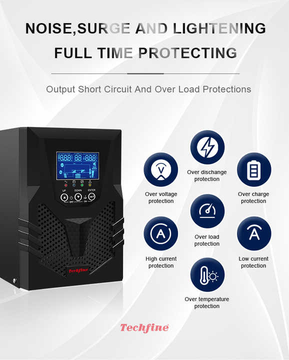 Techfine 1kva 1000w UPS - Reliable Power with Built-in Battery