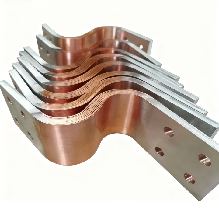 High Current Flexible Copper Busbar with Tin-Plated Braided Grounding ...