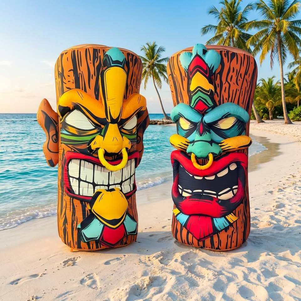 Custom Halloween Inflatable Tiki Mask Totem Scary Tribal Pillar Outdoor ...