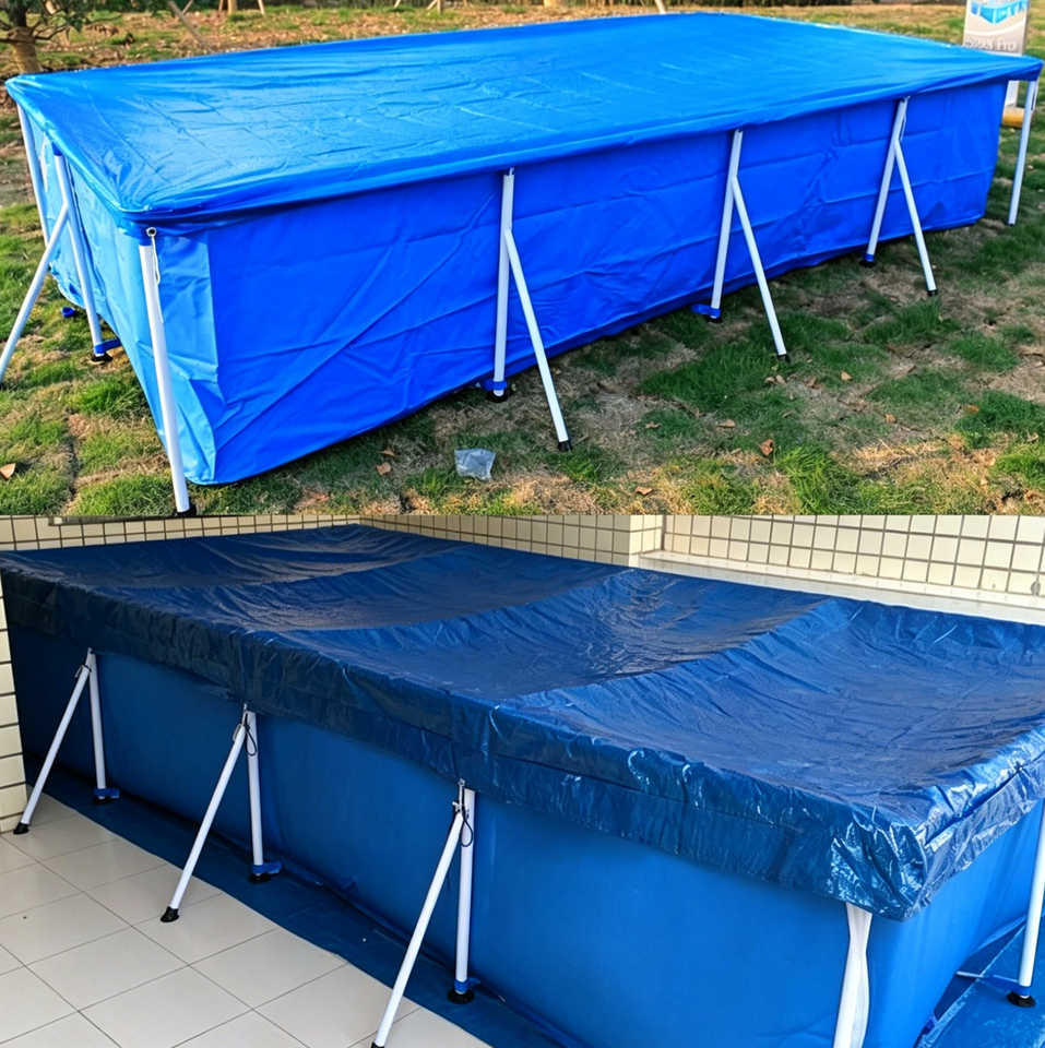 Pet & Kid Friendly PVC Swimming Pool Cover with Aluminum Support Pole ...