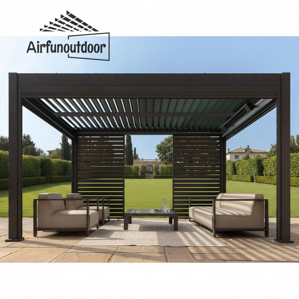 Premium Aluminum Pergola Motorized Adjustable Louvers Waterproof ...
