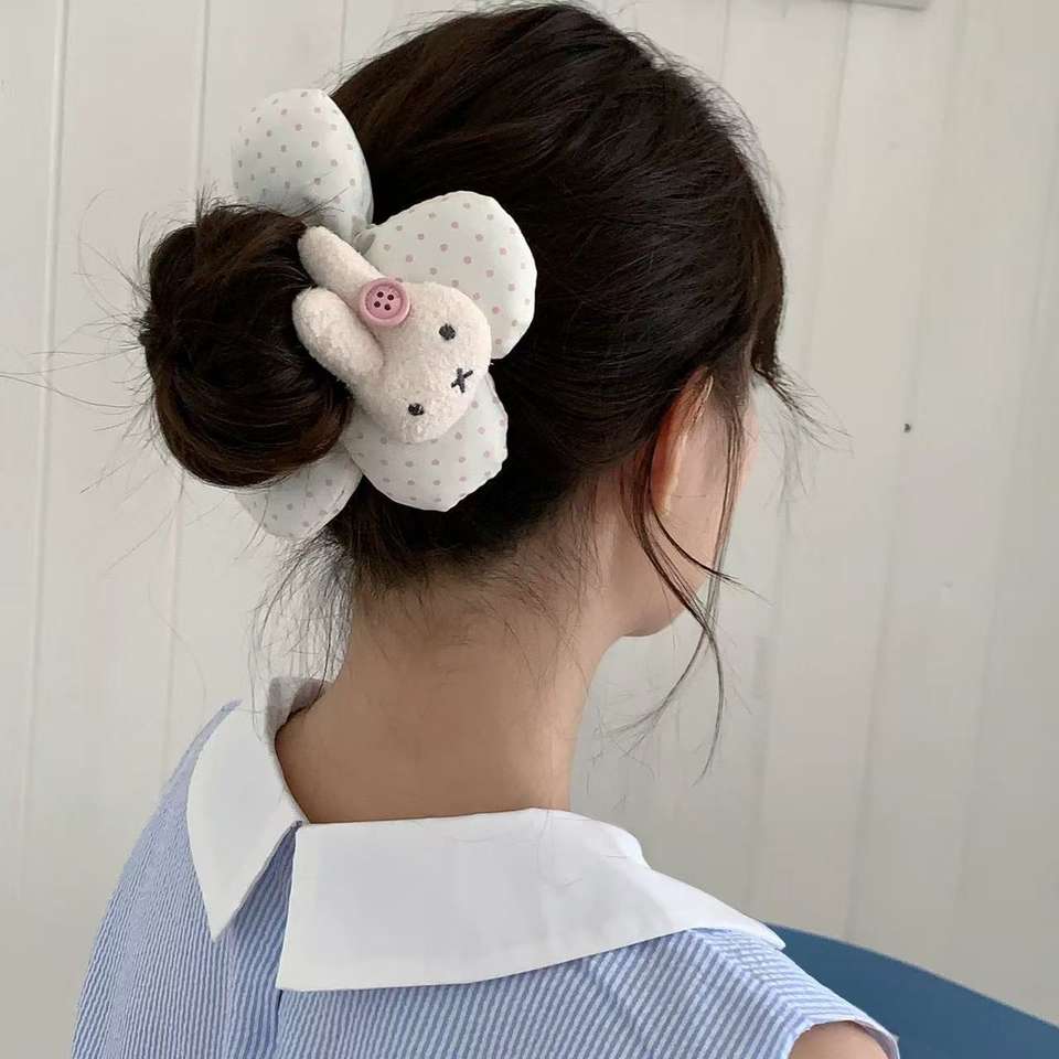 Cute Cartoon Rabbit Fabric Scrunchie Hair Tie High-Value Sweet Girl ...
