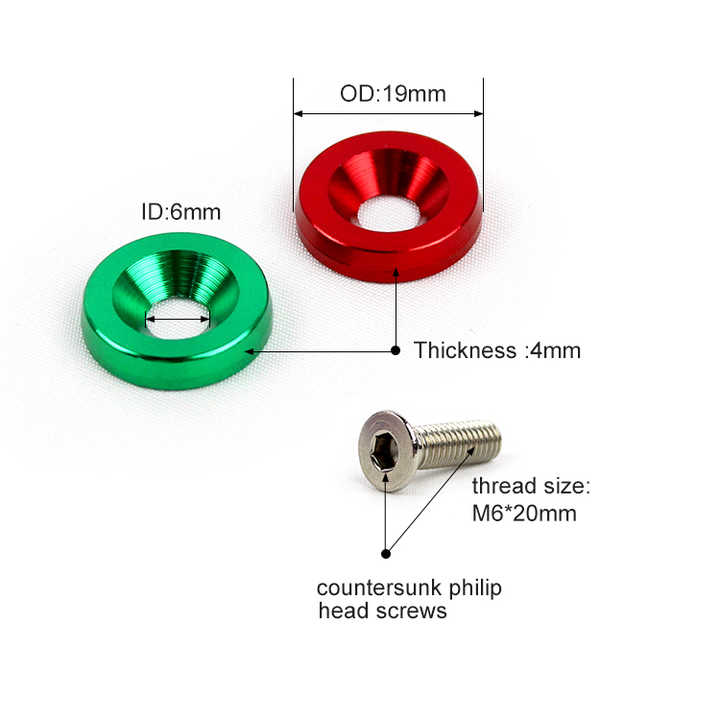 M6 Multiple Color Aluminum Anodized JDM Fender Washers With Screws ...