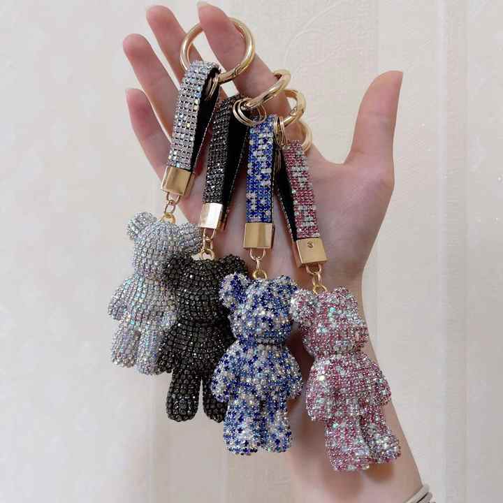 Diamond-Encrusted Small Violent Bear Car Key Pendant Cute Plastic ...