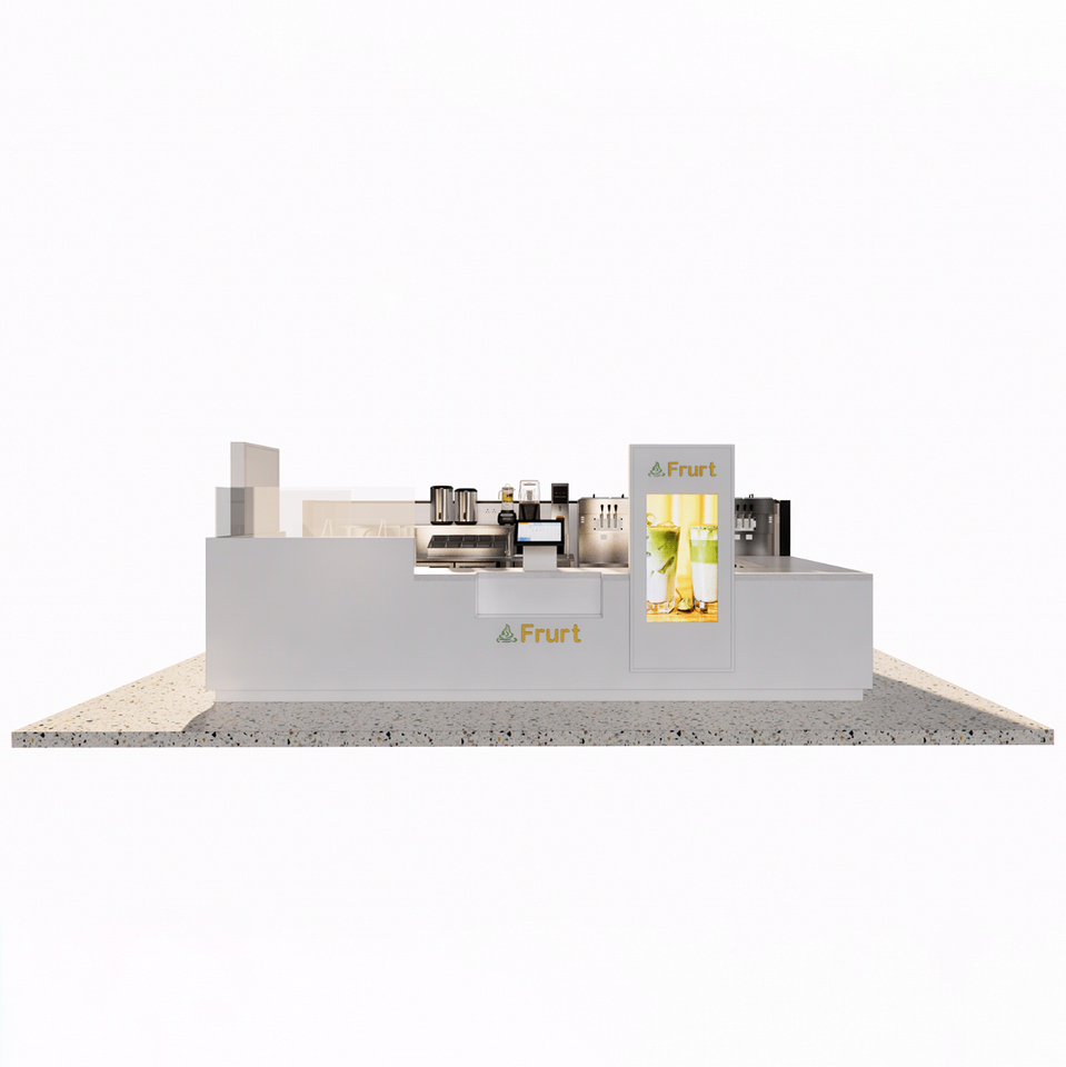 Pure White Minimalist LED Fresh Fruit Drink Market Stall Matte White ...