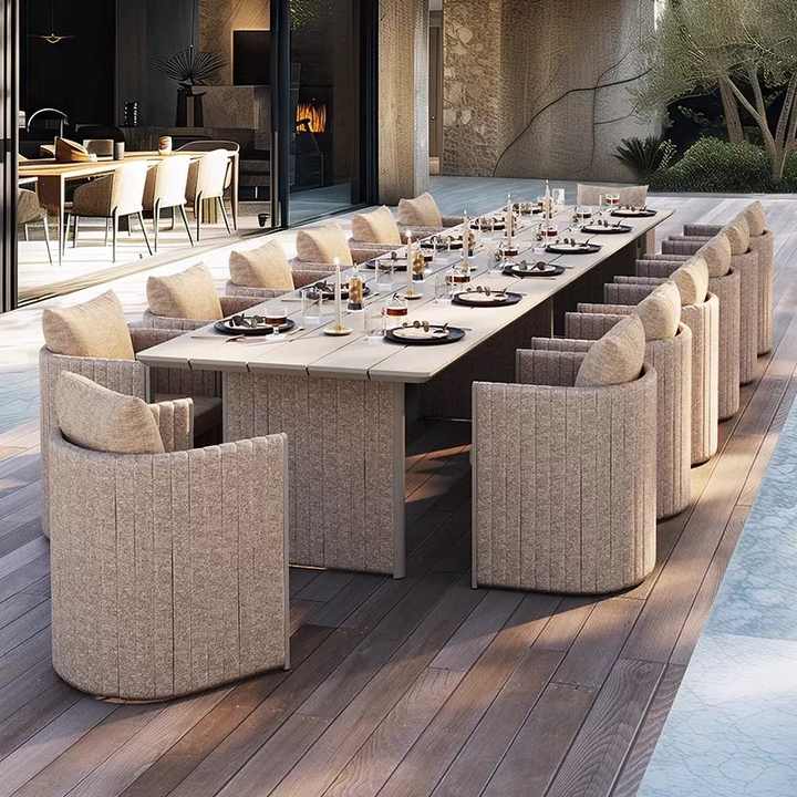 Aluminium Long Table Outdoor 12 Seat Dining Set Factory Customized ...