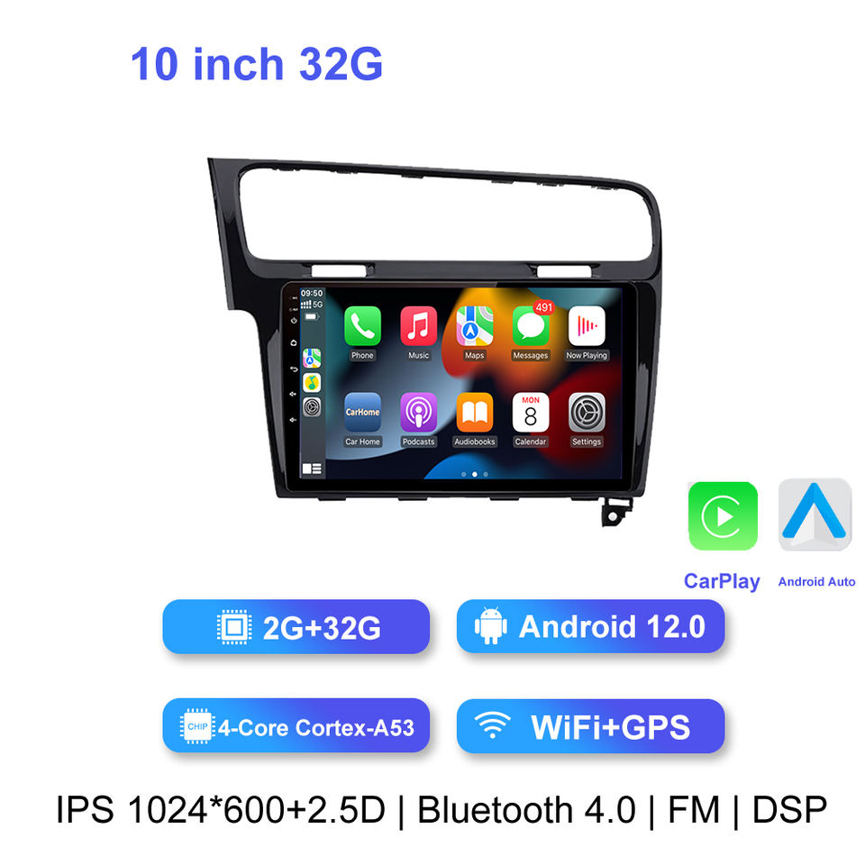 10inch Wireless CarPlay Android Auto Radio for VW Golf 7 2013-2017 Car ...