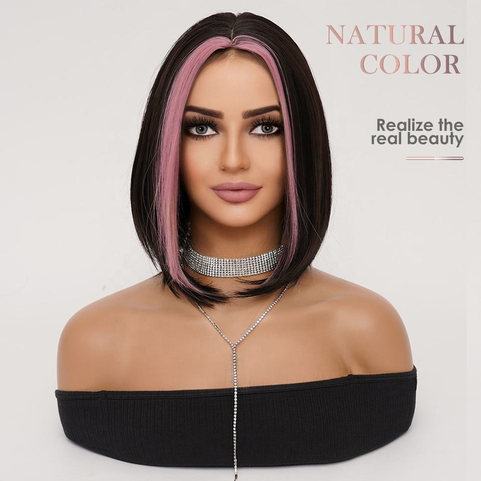 Modern Two-color Bangs Adjustable Straight High-temperature Fiber ...
